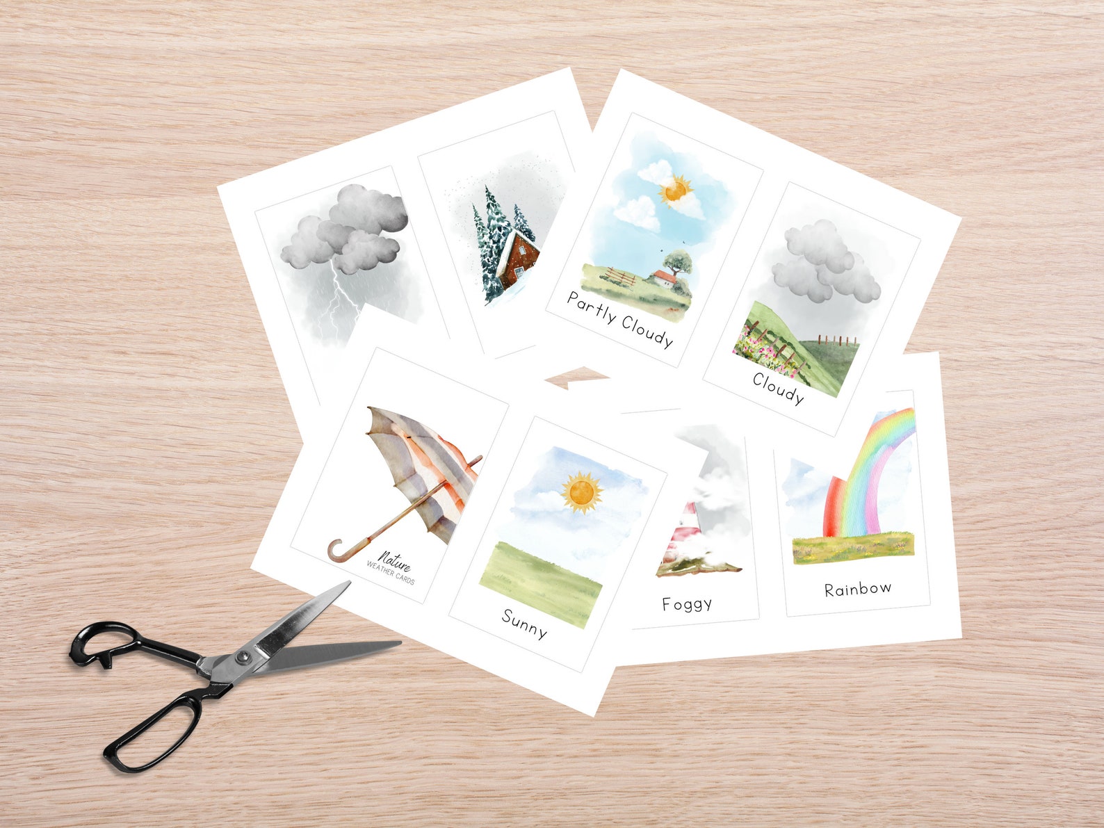 Weather Flashcards Homeschool Weather Study Printable Montessori Flash ...