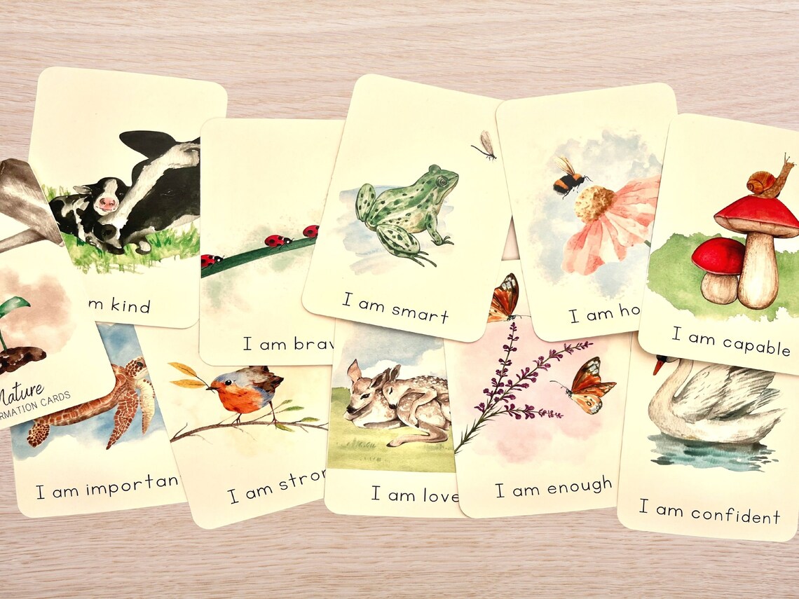 Nature Themed Affirmation Cards for Kids Homeschool Nature - Etsy