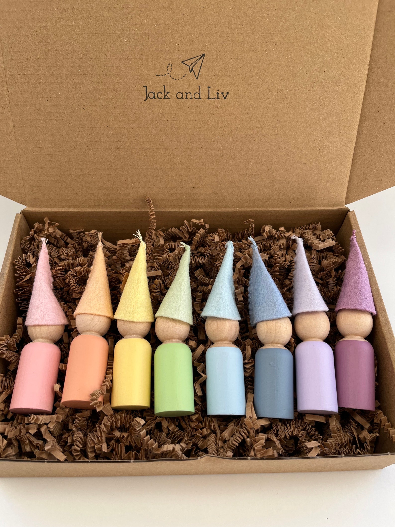 Peg Doll Gnomes With Matching Felt Hats | Wooden Peg Dolls | Montessori ...