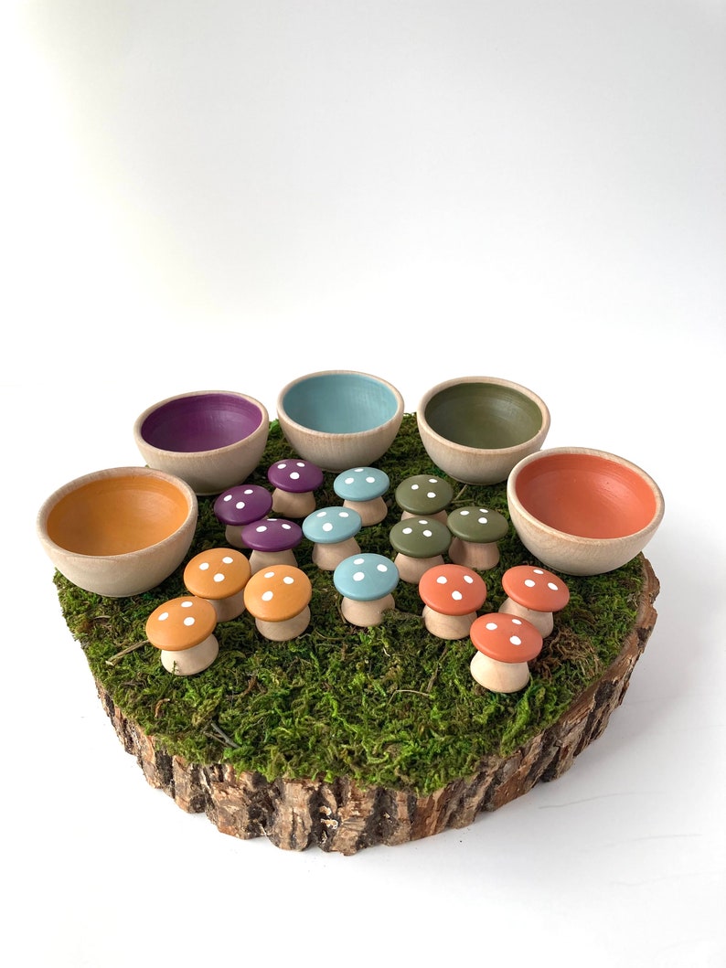 Mushroom Sorting Toy Wooden Montessori Toy Montessori - Etsy