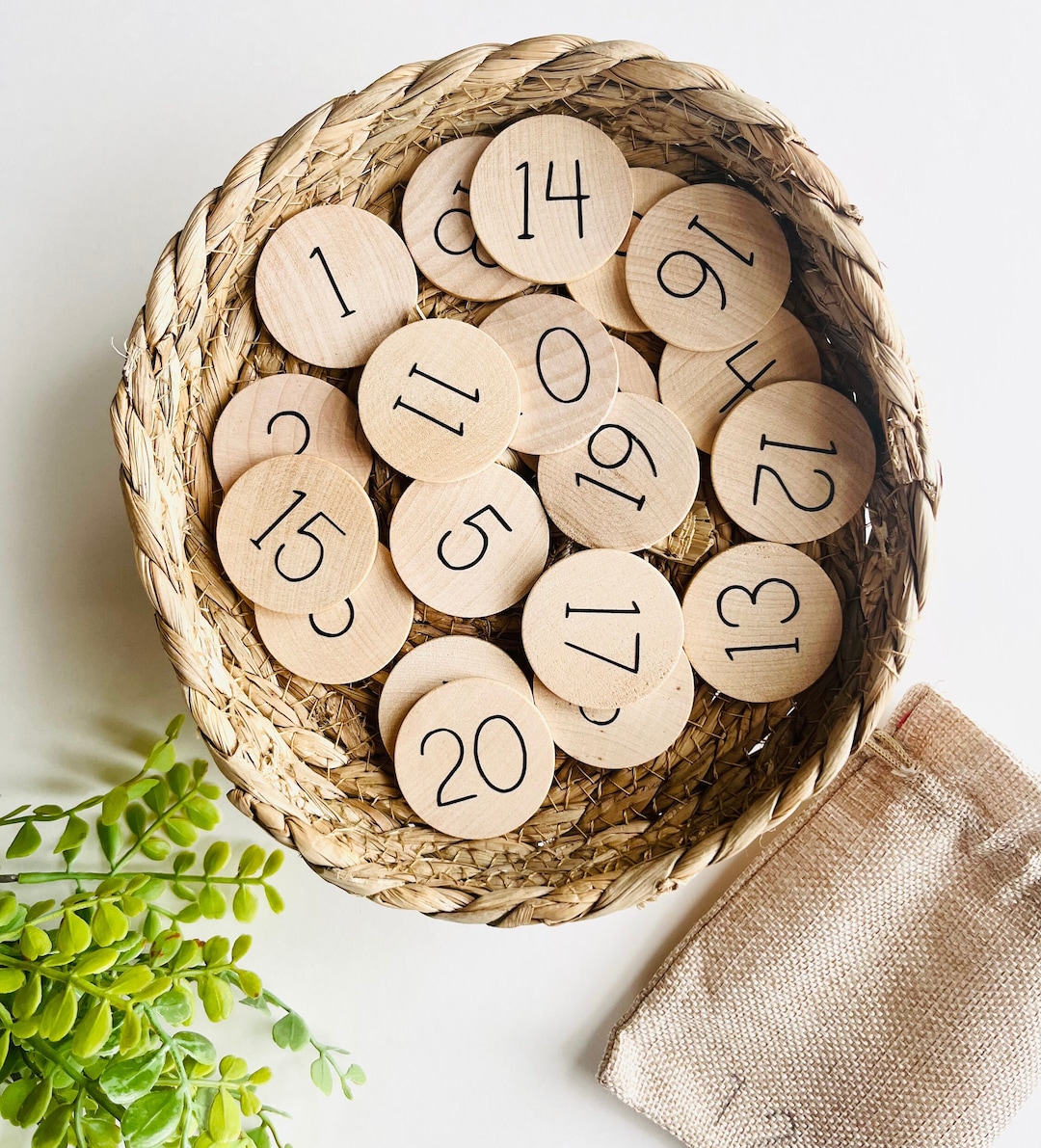 Wooden Number Coins | Montessori Math | Wooden Number Discs | Counting ...