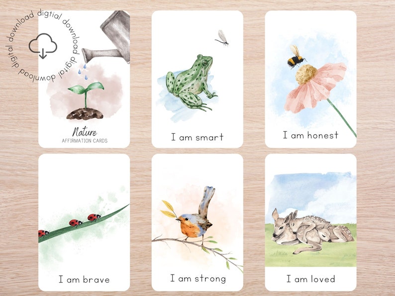 Nature Themed Affirmation Cards for Kids Homeschool Nature - Etsy