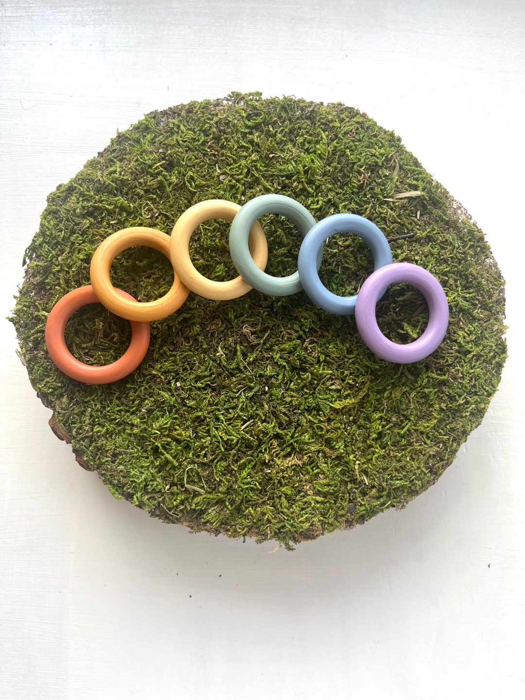 Wooden Rainbow Stacking Rings | Montessori Toddler | Loose Parts Play ...