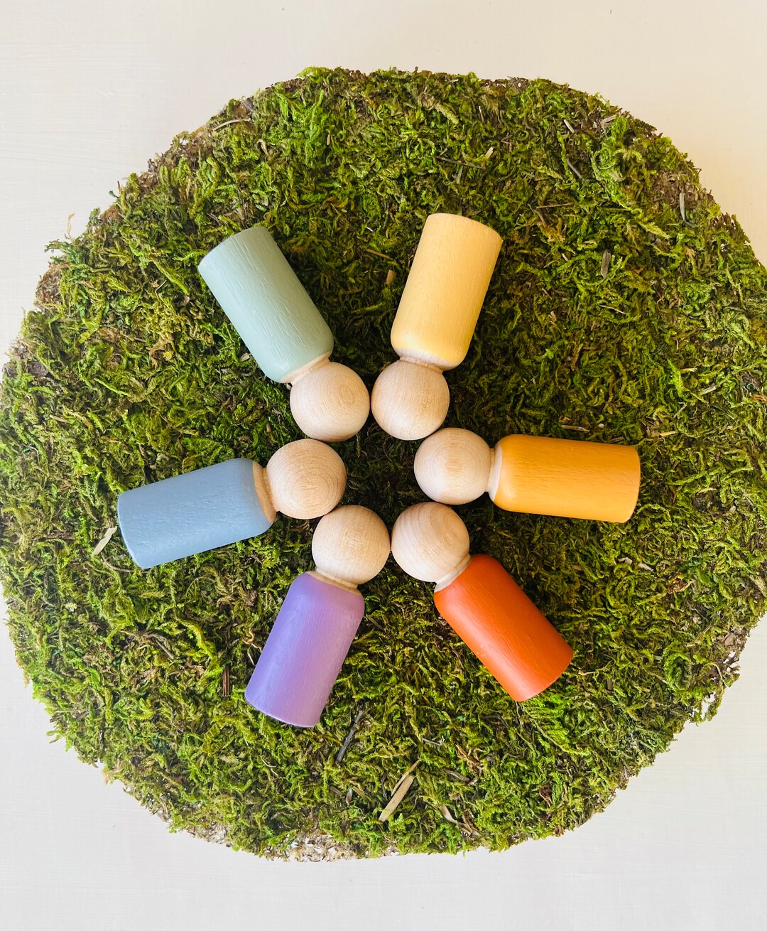 Wooden Rainbow Peg Dolls | Montessori Toddler | Loose Parts Play - Etsy