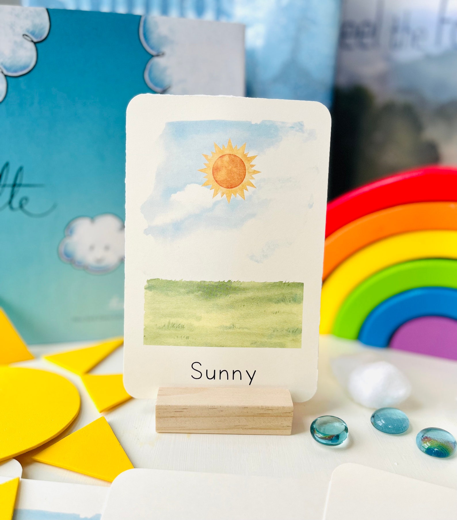 Weather Flashcards Watercolor Weather Flashcards Printable - Etsy