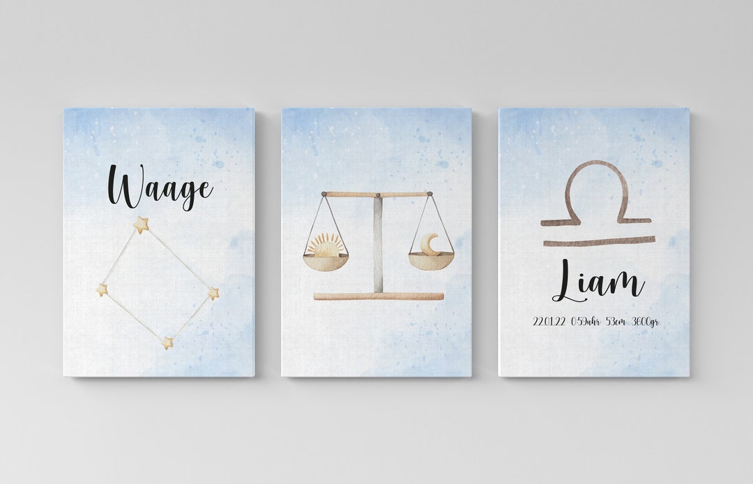 Set of 3 Zodiac Signs, Posters, Murals - Etsy