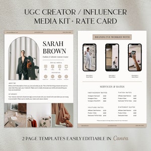 2 Page Media Kit Canva Template | UGC Creator | Influencer Rate Card ...