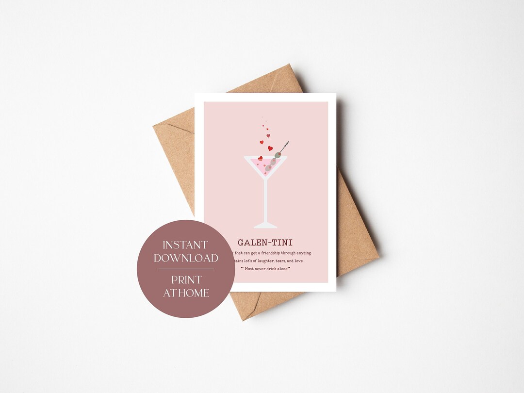 Printable A2 Galentines Card, Galen-tini, Instant Download, Print at ...