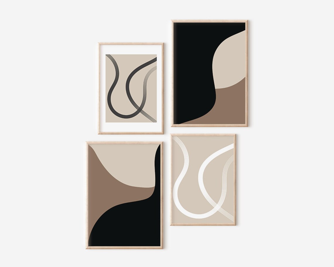 Set of 2 Abstract Neutral Prints Modern Art Abstract Wall | Etsy Canada