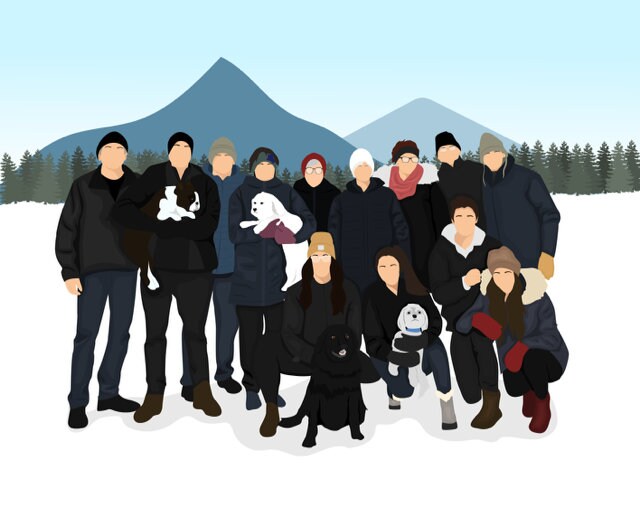 Custom Minimal Group Illustration | 5+ People | Digital Illustration ...