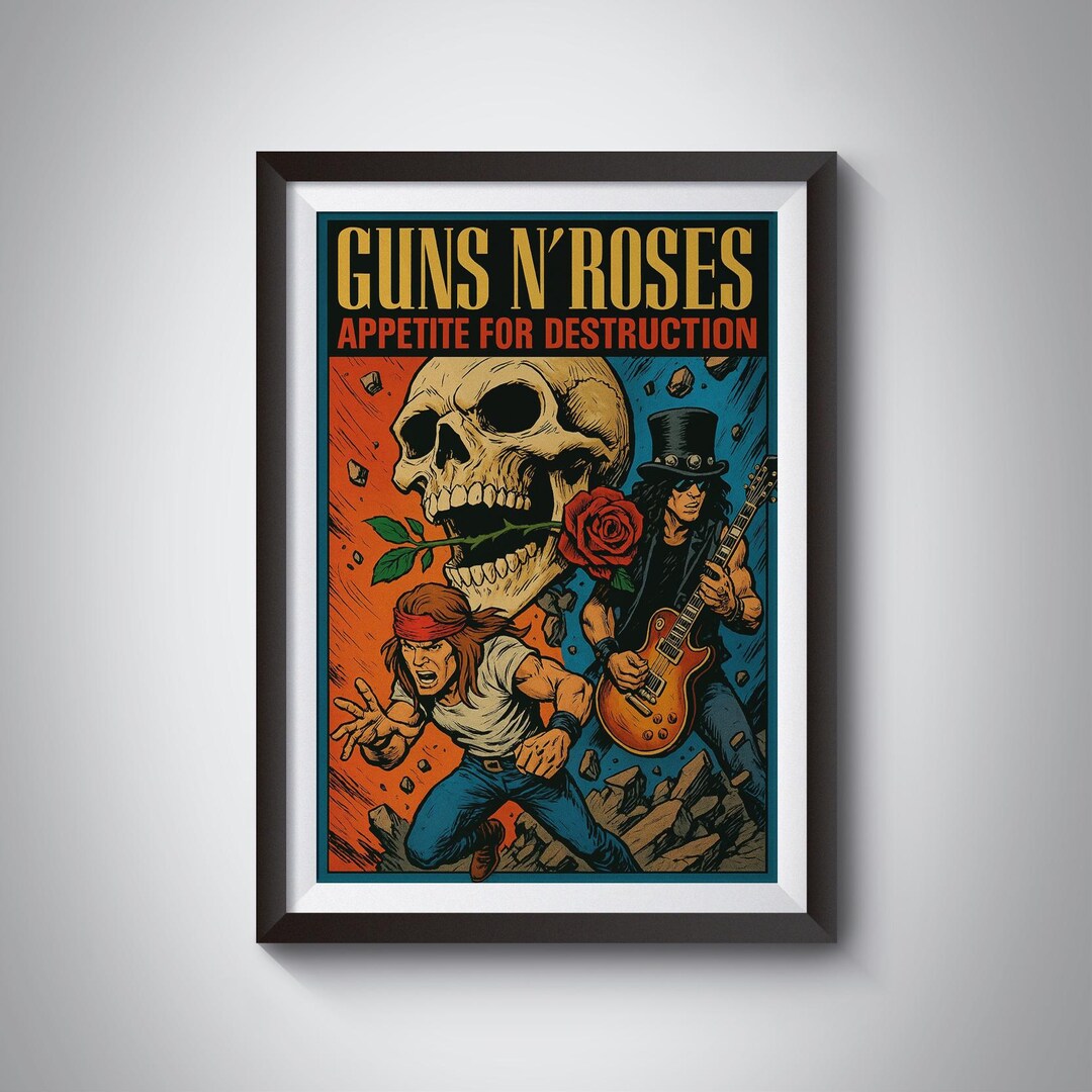 Guns Nroses Band Poster Digital Download 80s Vintage Wall Art Etsy 2321