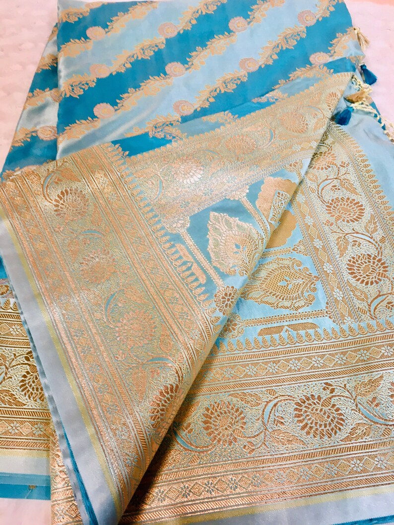 BKS 007 - Mashru Rangkat Banarasi Saree With Gold Zari Work. Comes With ...