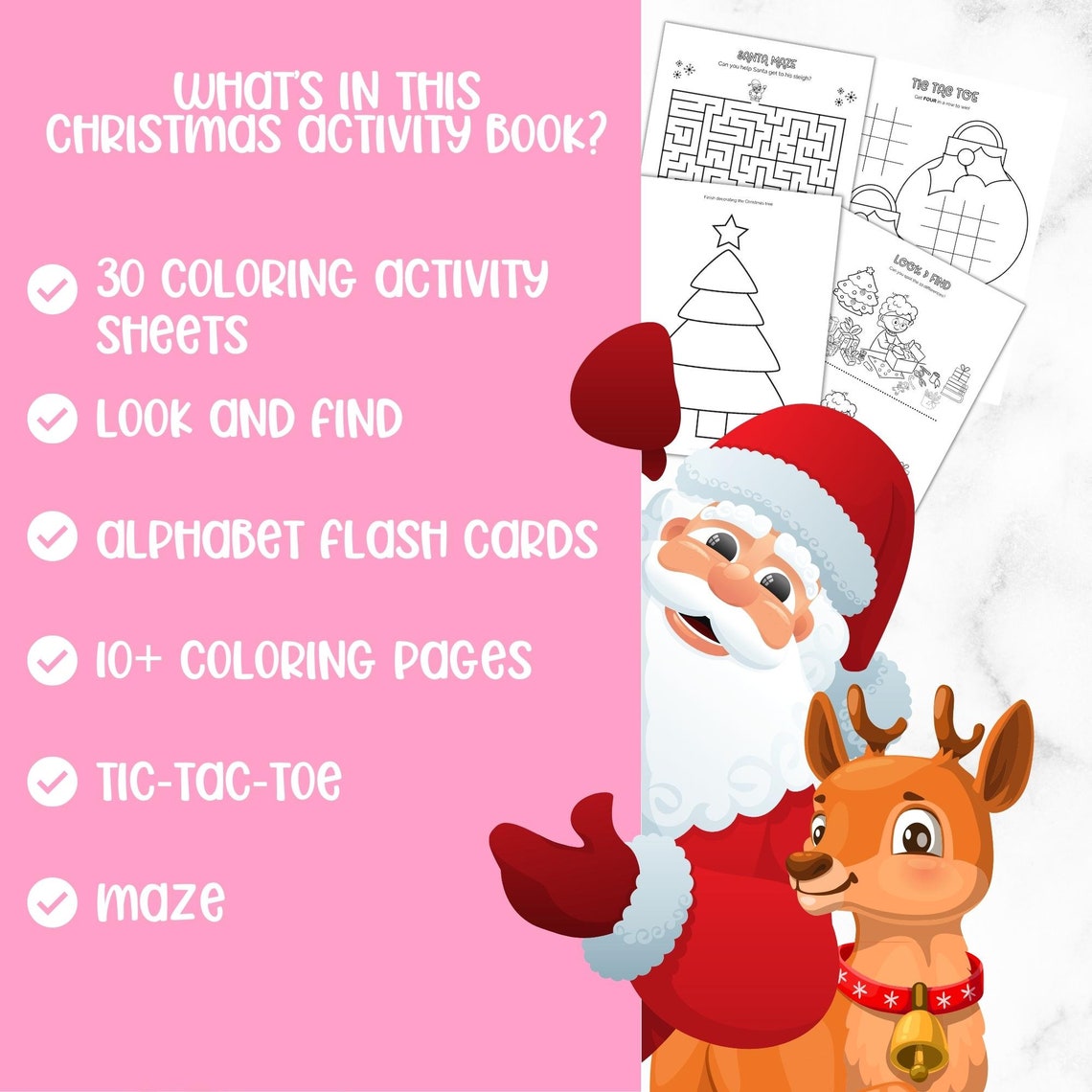 Christmas Coloring Activity Book for Kids | 30 Printable Coloring Pages ...