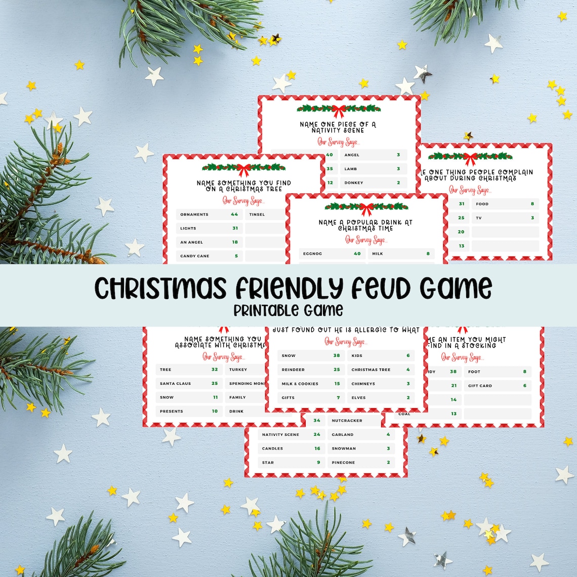 Christmas Family Feud Game Printable | Christmas Friendly Feud Game ...