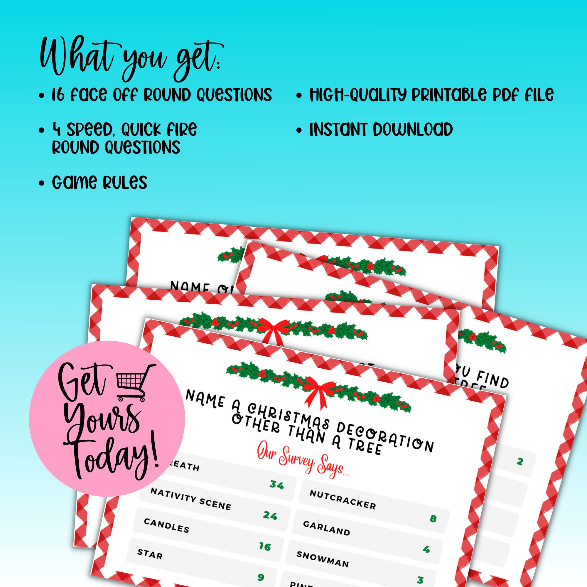 Christmas Family Feud Game Printable | Christmas Friendly Feud Game ...