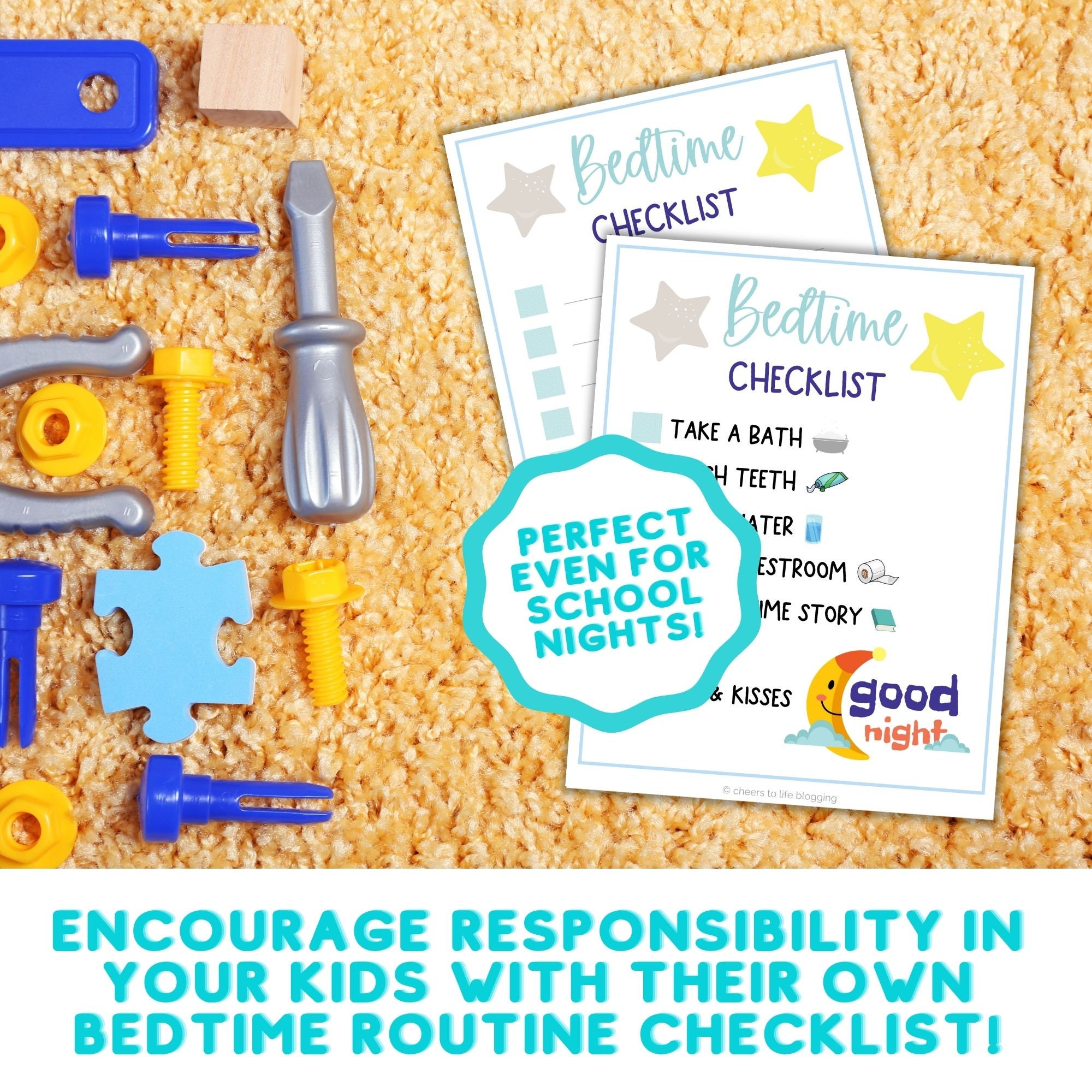 Bedtime Routine Checklist for Kids | Instant Download Kids Printable - Etsy