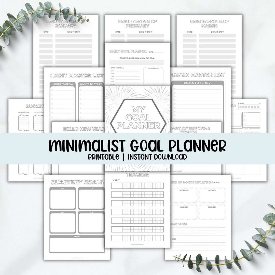 Minimalist Goal Planner Printable | Undated Goal Setting Planner ...