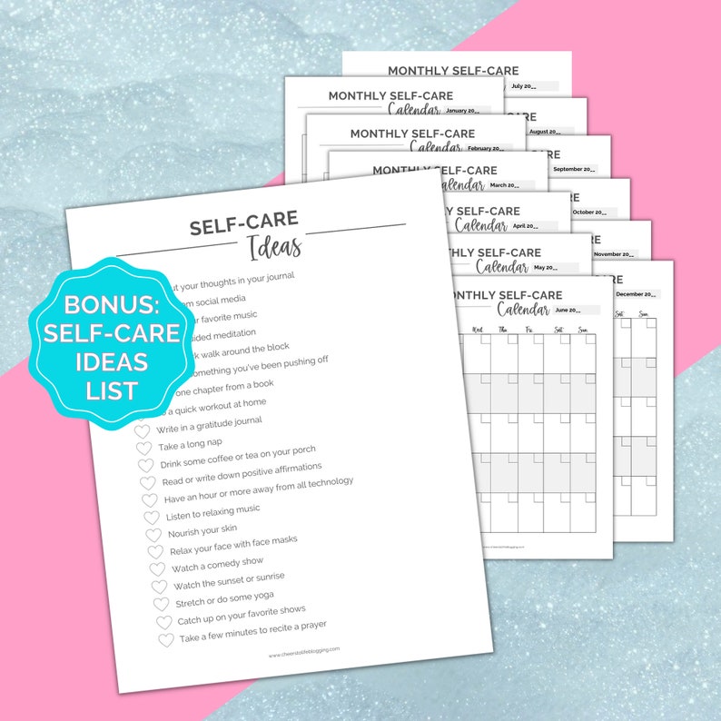 Monthly Self Care Calendar Printable | Self Care Planner Inserts ...