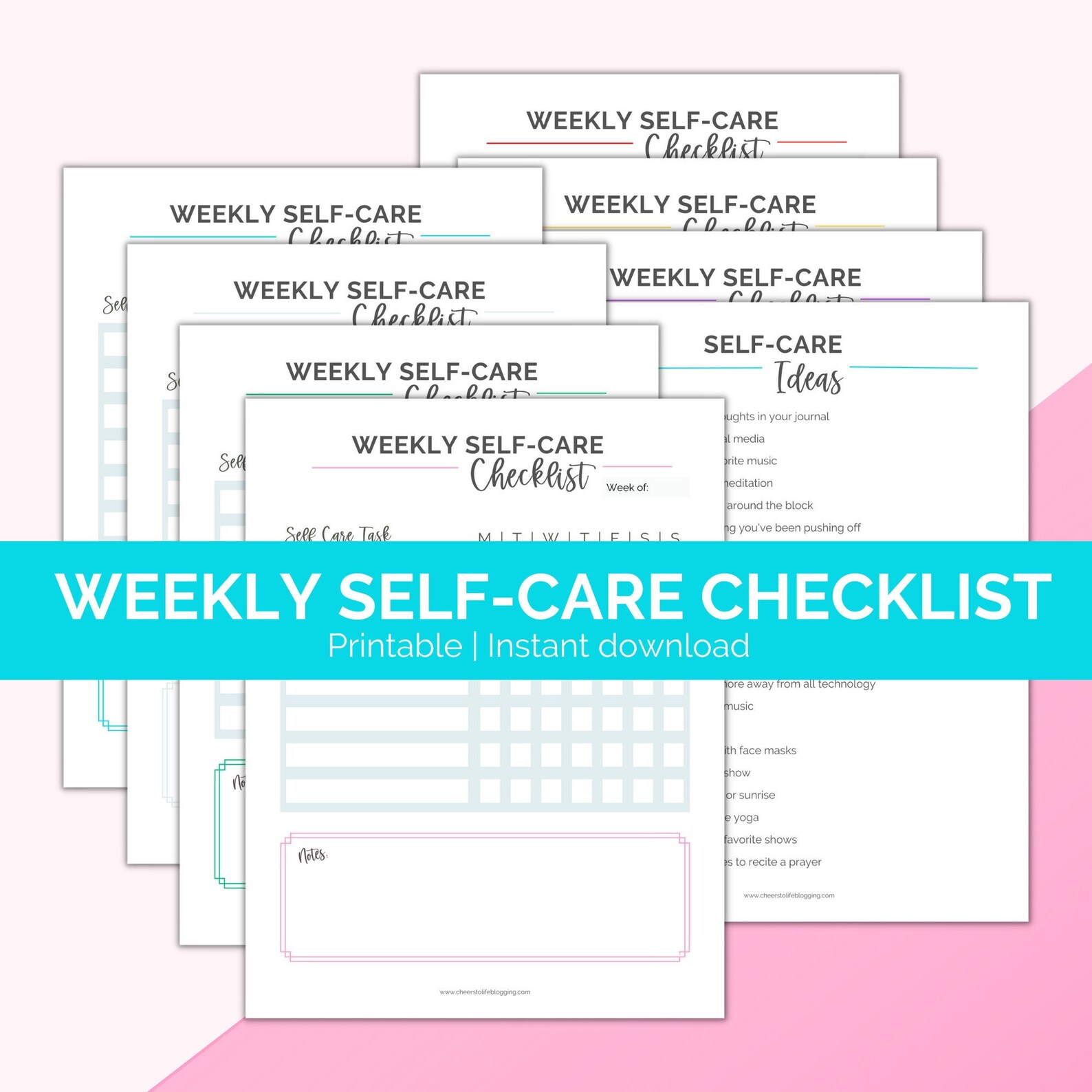 Self Care Checklist Printable Weekly Self Care Checklist Self Care