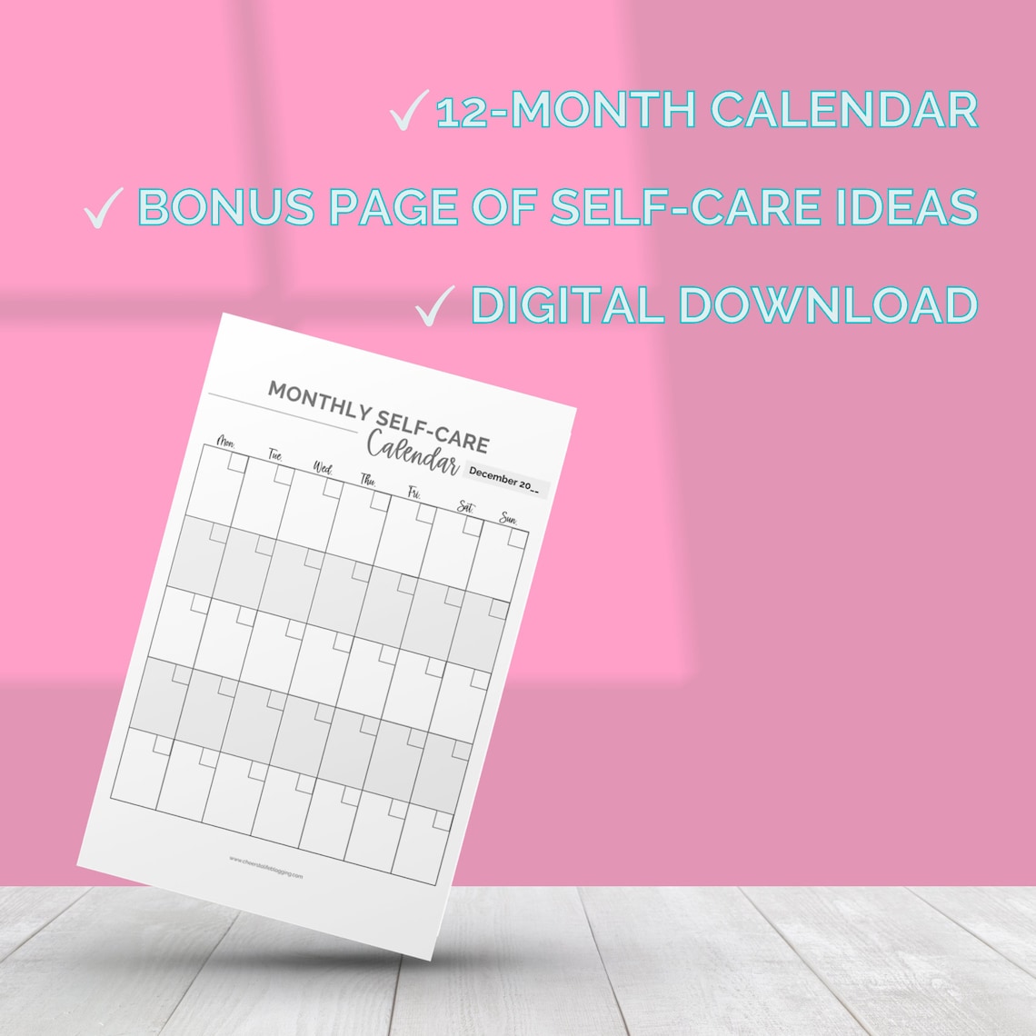 Monthly Self Care Calendar Printable | Self Care Planner Inserts ...