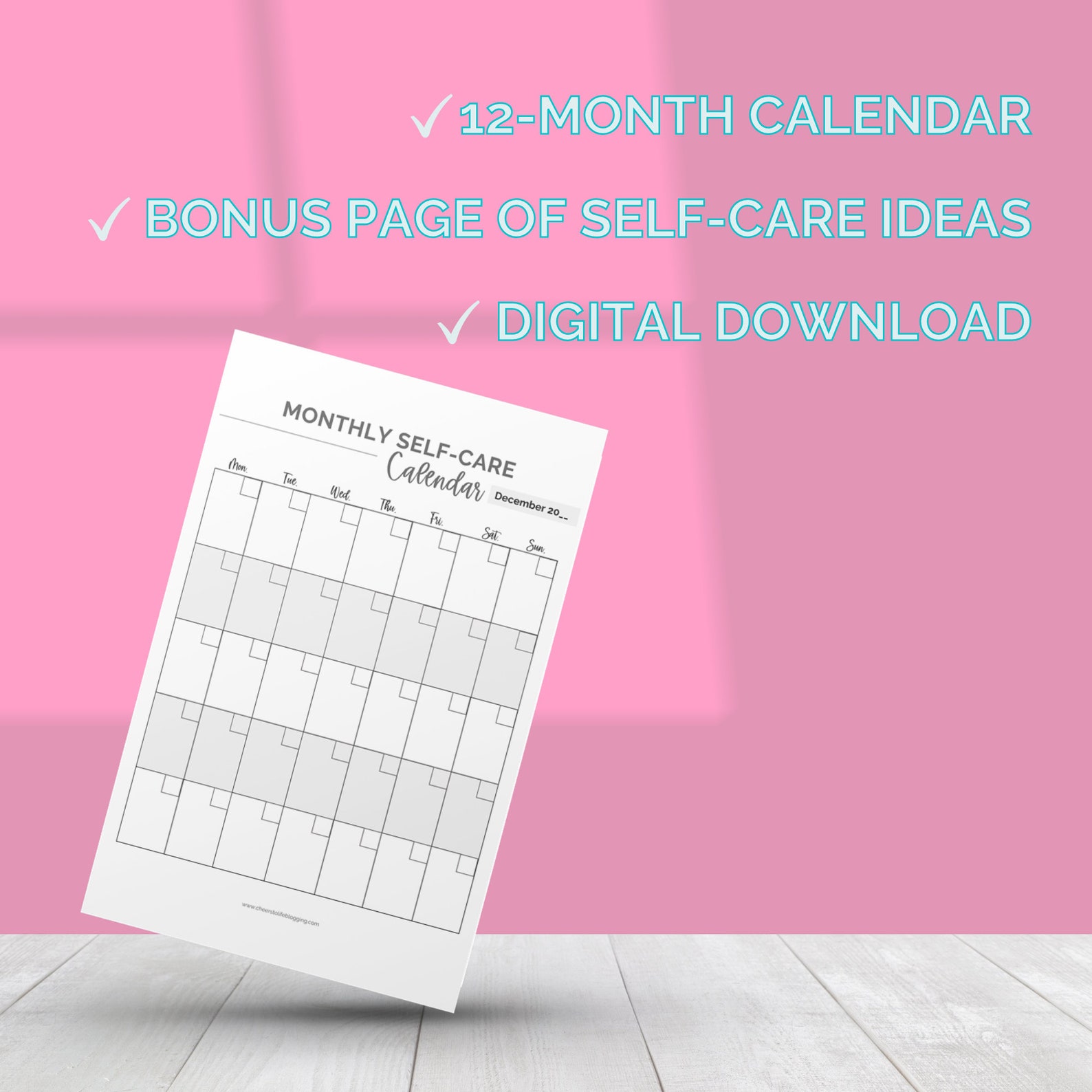 Monthly Self Care Calendar Printable Self Care Planner - Etsy