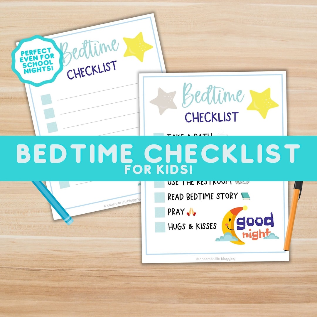 Bedtime Routine Checklist for Kids | Instant Download Kids Printable - Etsy
