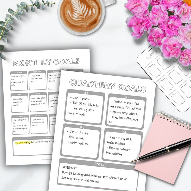 Minimalist Goal Planner Printable | Undated Goal Setting Planner ...