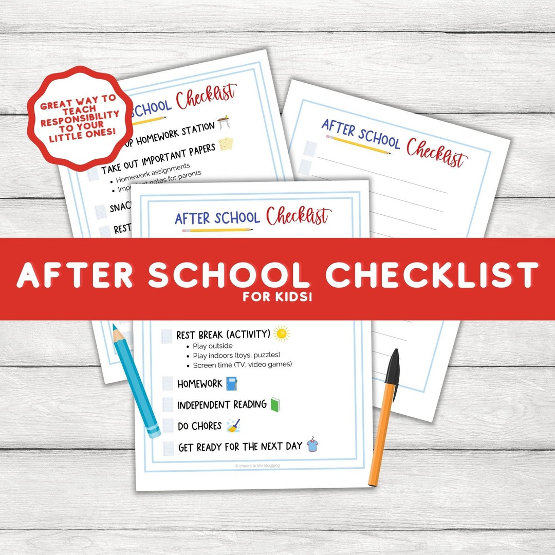 After School Routine Checklist for Kids | Instant Download Kids ...