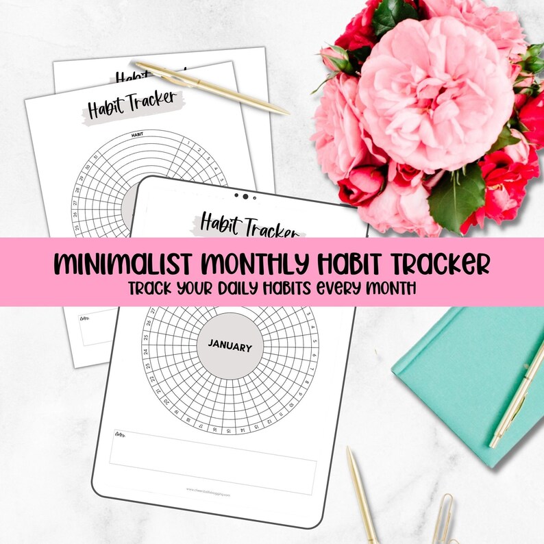 Minimalist Habit Tracker Printable PDF | Monthly Tracker Planner ...