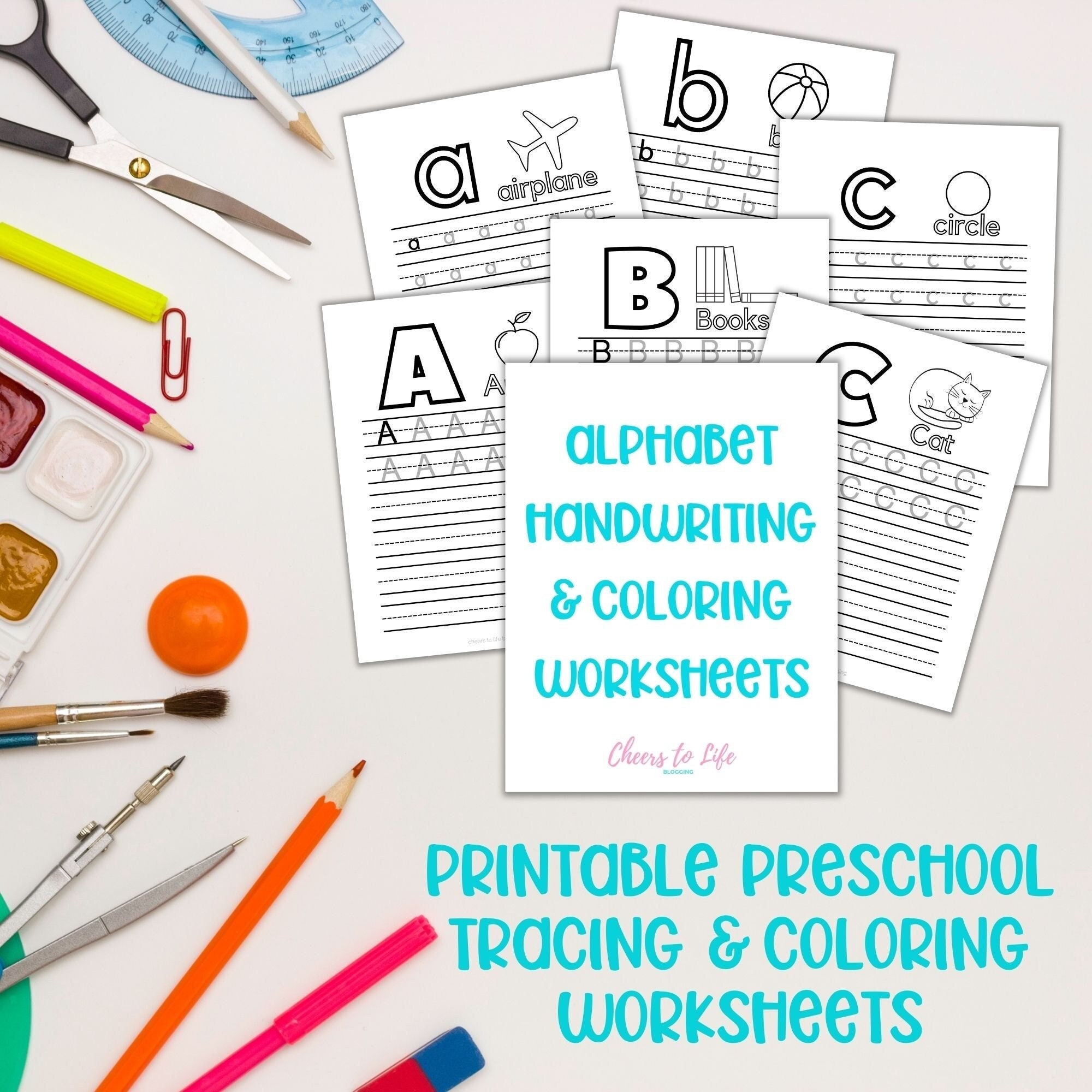 Alphabet Handwriting and Coloring Printable Worksheets Tracing Letters ...