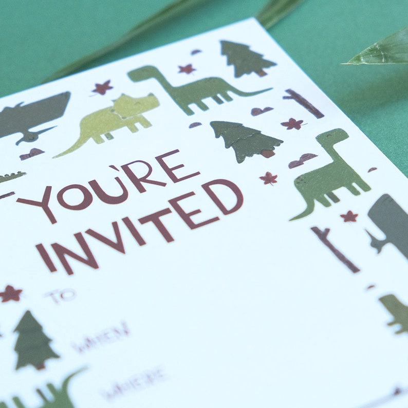 Kids Dinosaur Printable Party Invitation 5x7 Inches, Children’s Blank ...