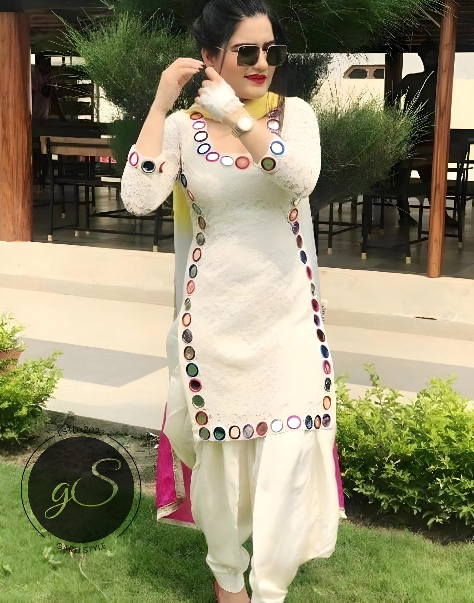 White Punjabi Suit for Women, Mirror Work Patiala Salwar Kameez, Custom ...