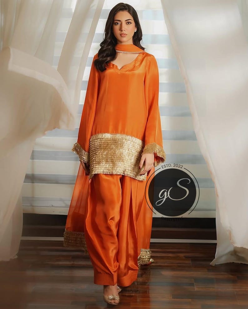 Heavy Work Pakistani Farsi Shalwar Suits Punjabi Suit Made to Measure ...