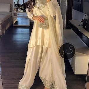 Handmade Silk Farsi Salwar Suit: Custom Punjabi Patiala, Festive ...