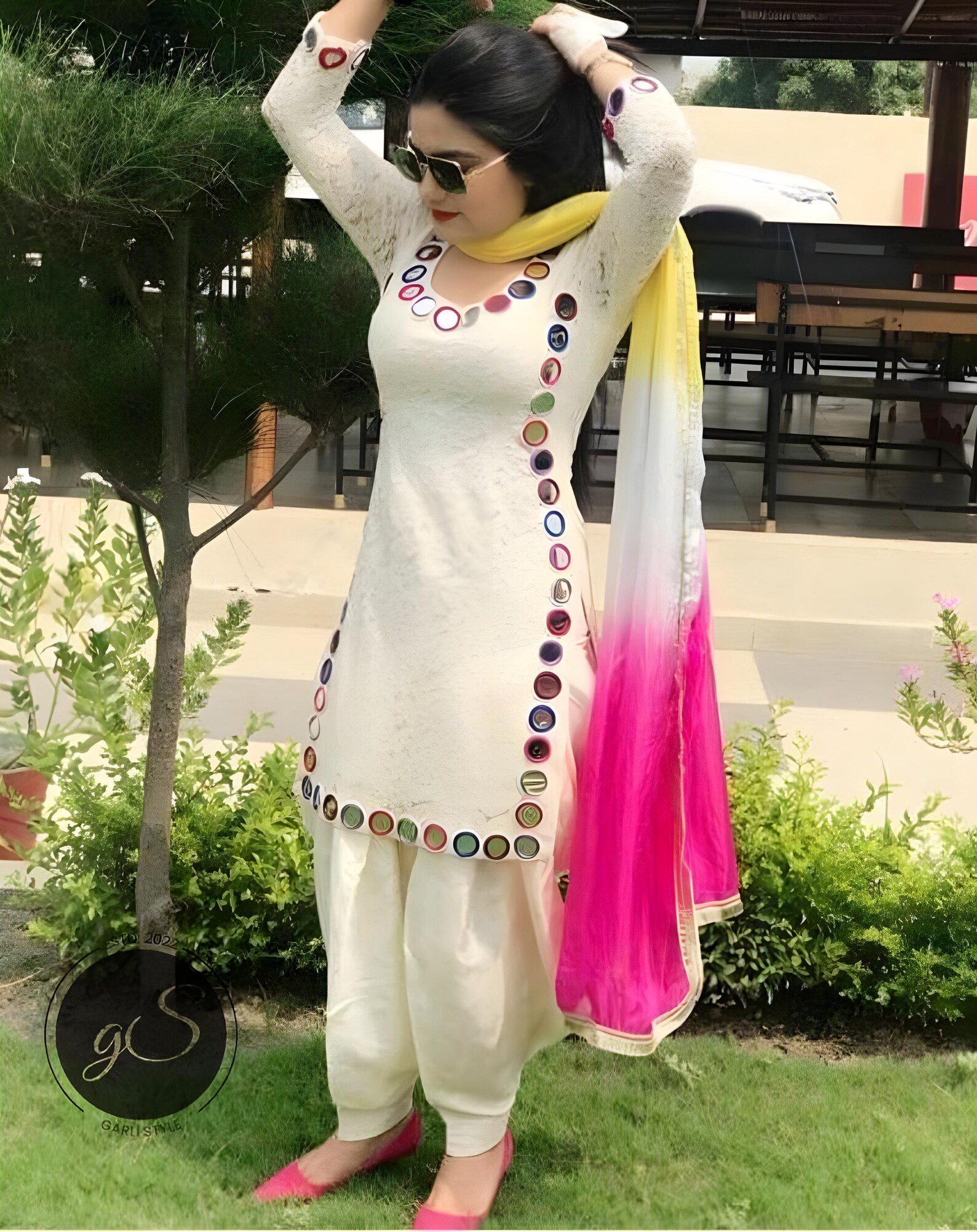 White Punjabi Suit for Women, Mirror Work Patiala Salwar Kameez, Custom ...