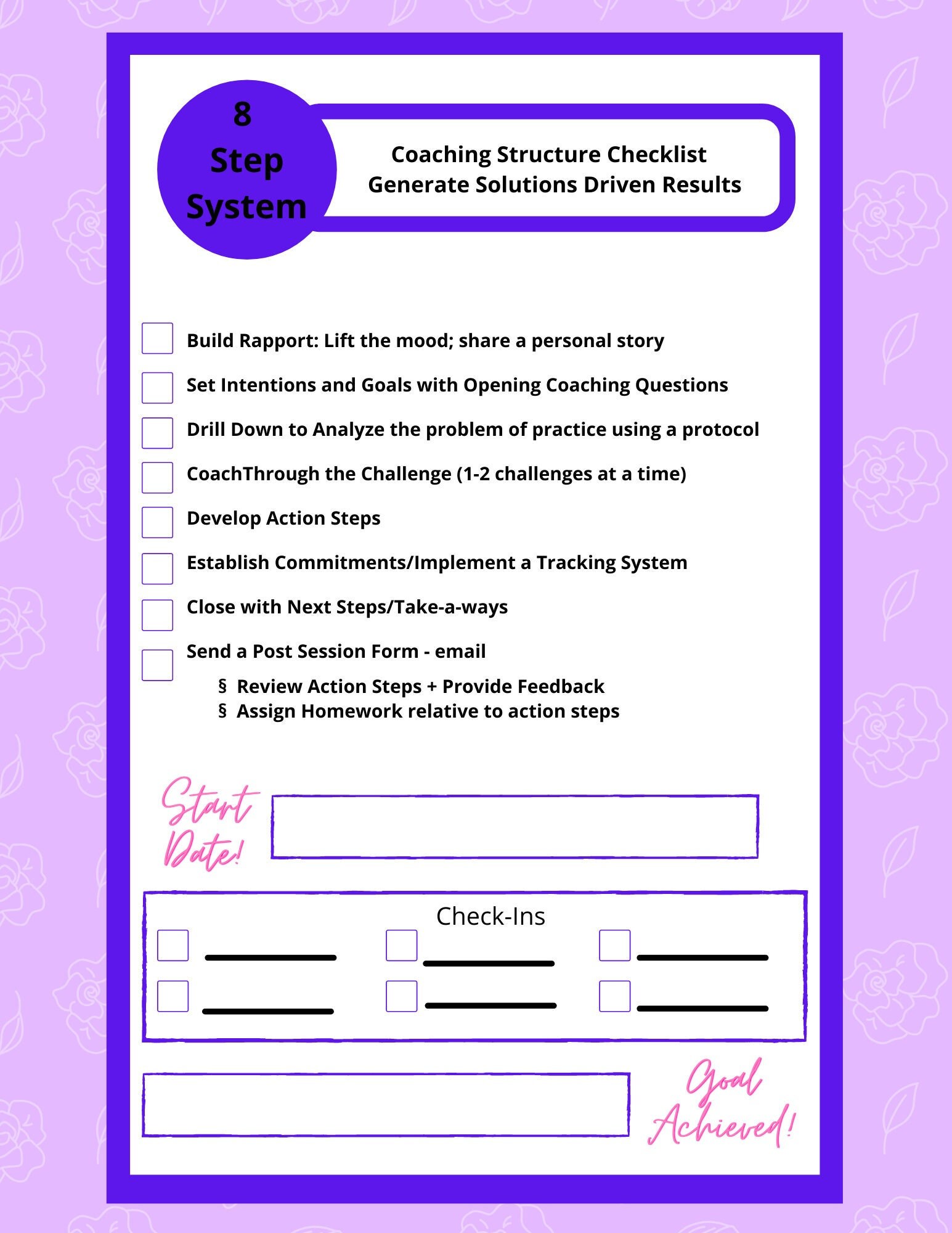 8 Step Coaching System Planning Templates - Etsy