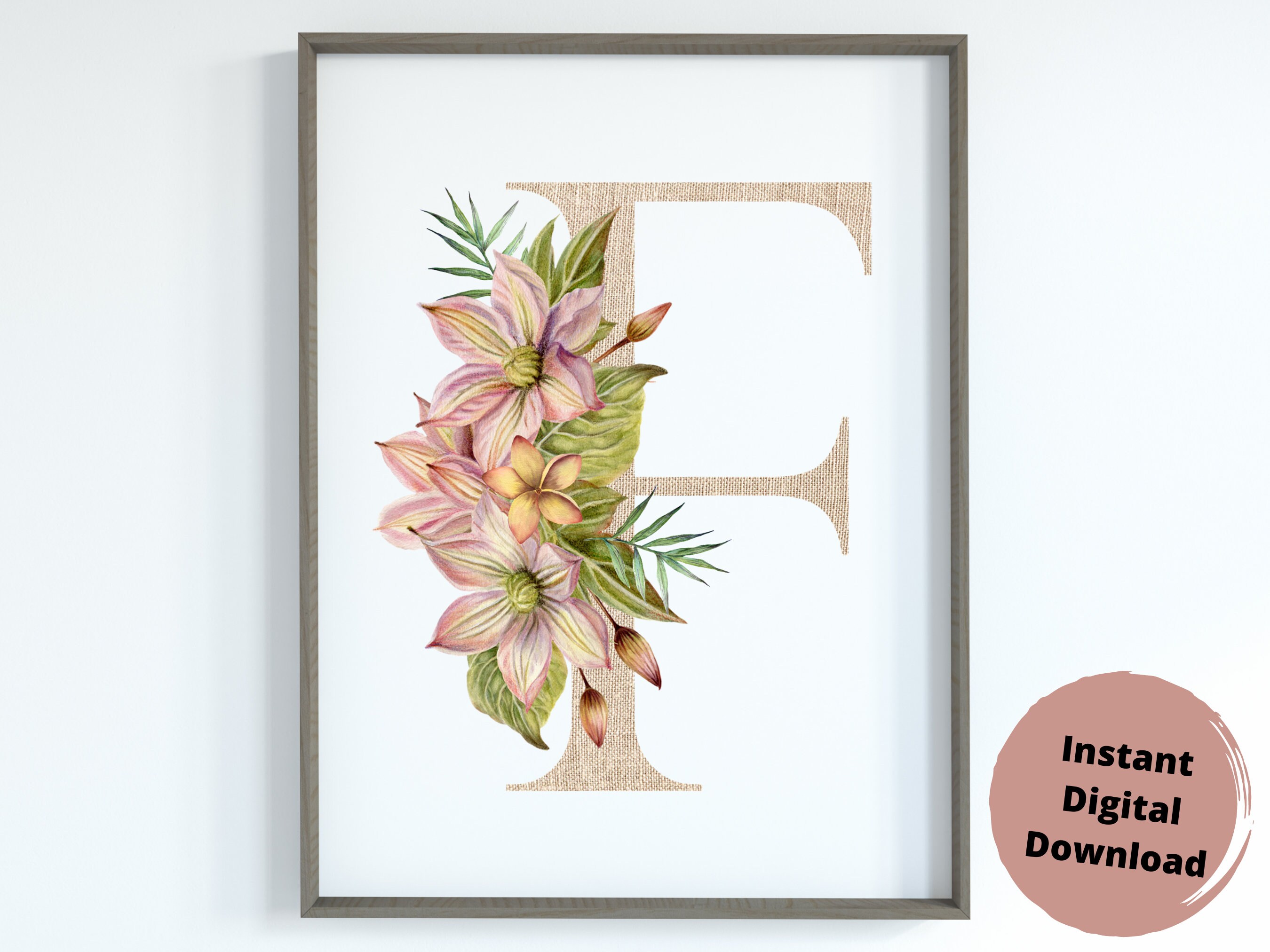 Digital Art & Collectibles Initial Wall Decor Nursery Initial Print ...