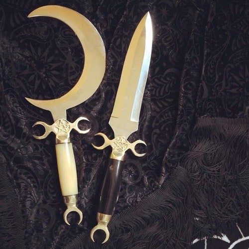 Druid's Crescent Moon Bowline With Bone Handle for Ritual | Etsy