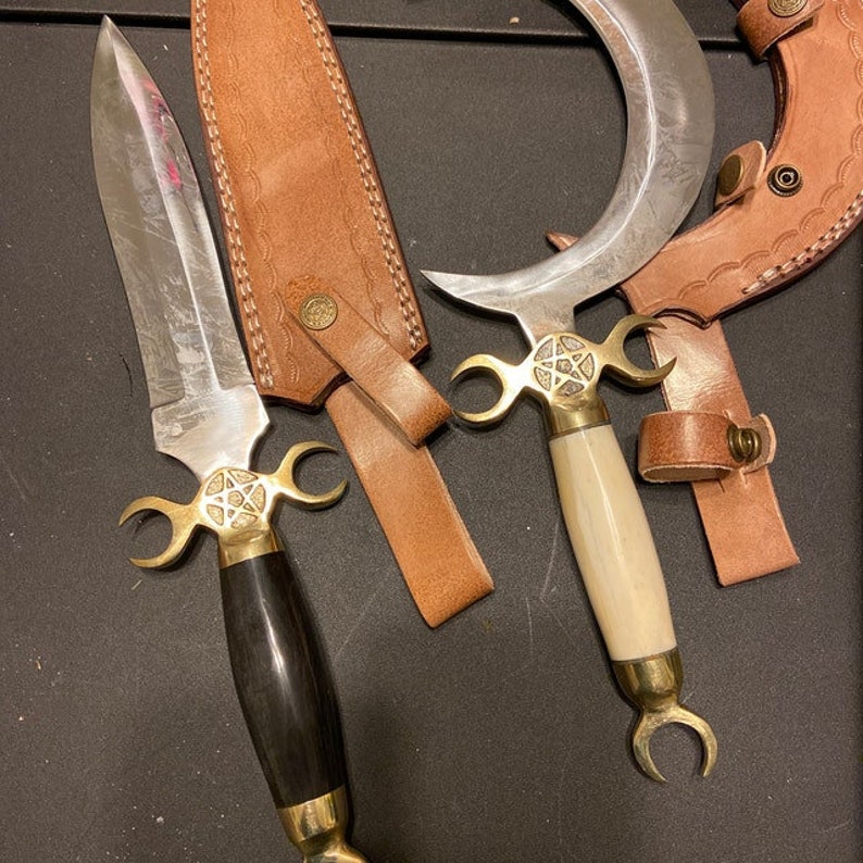 Druid's Crescent Moon Bowline With Bone Handle for Ritual | Etsy