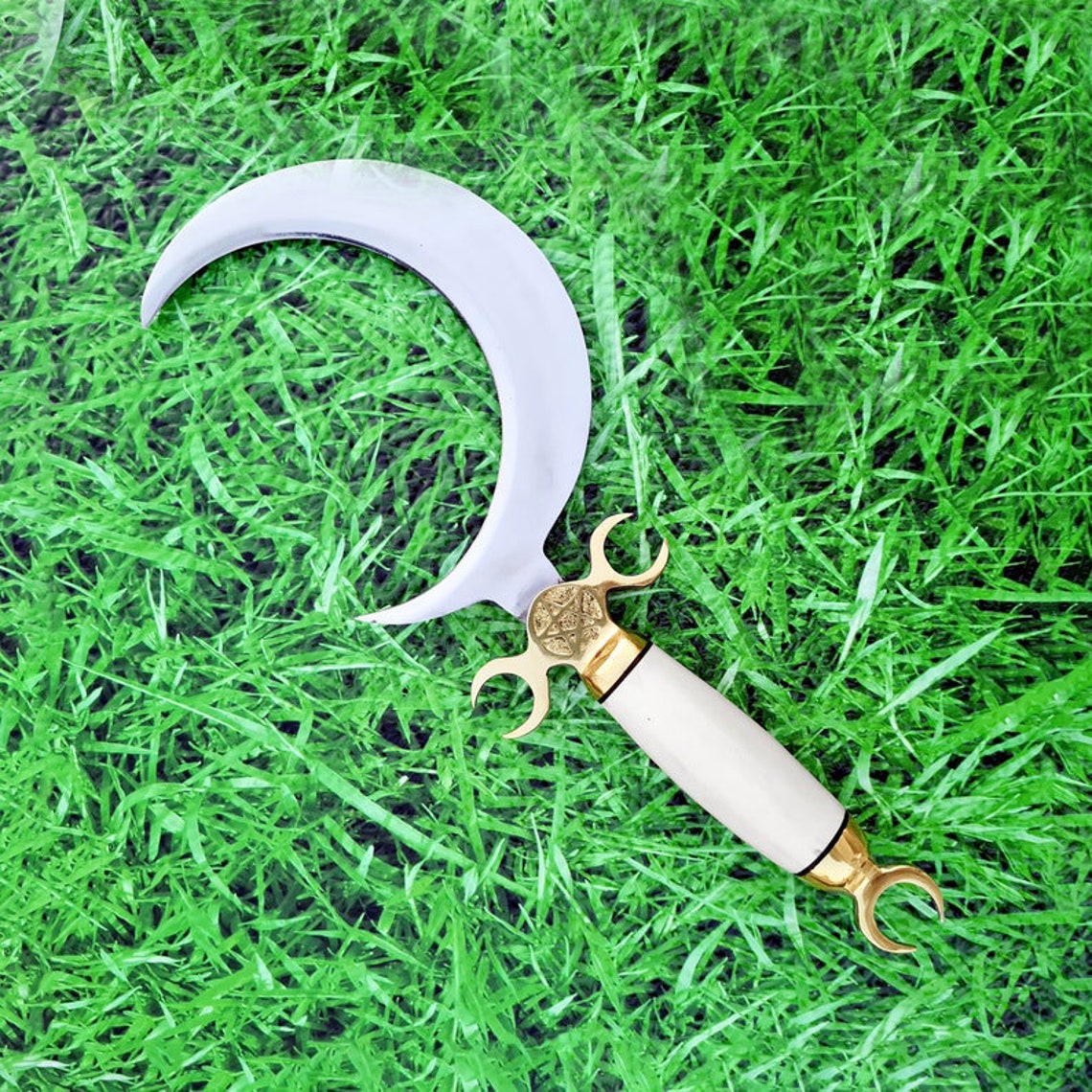 Druid's Crescent Moon Boline With Bone Handle for Ritual - Etsy