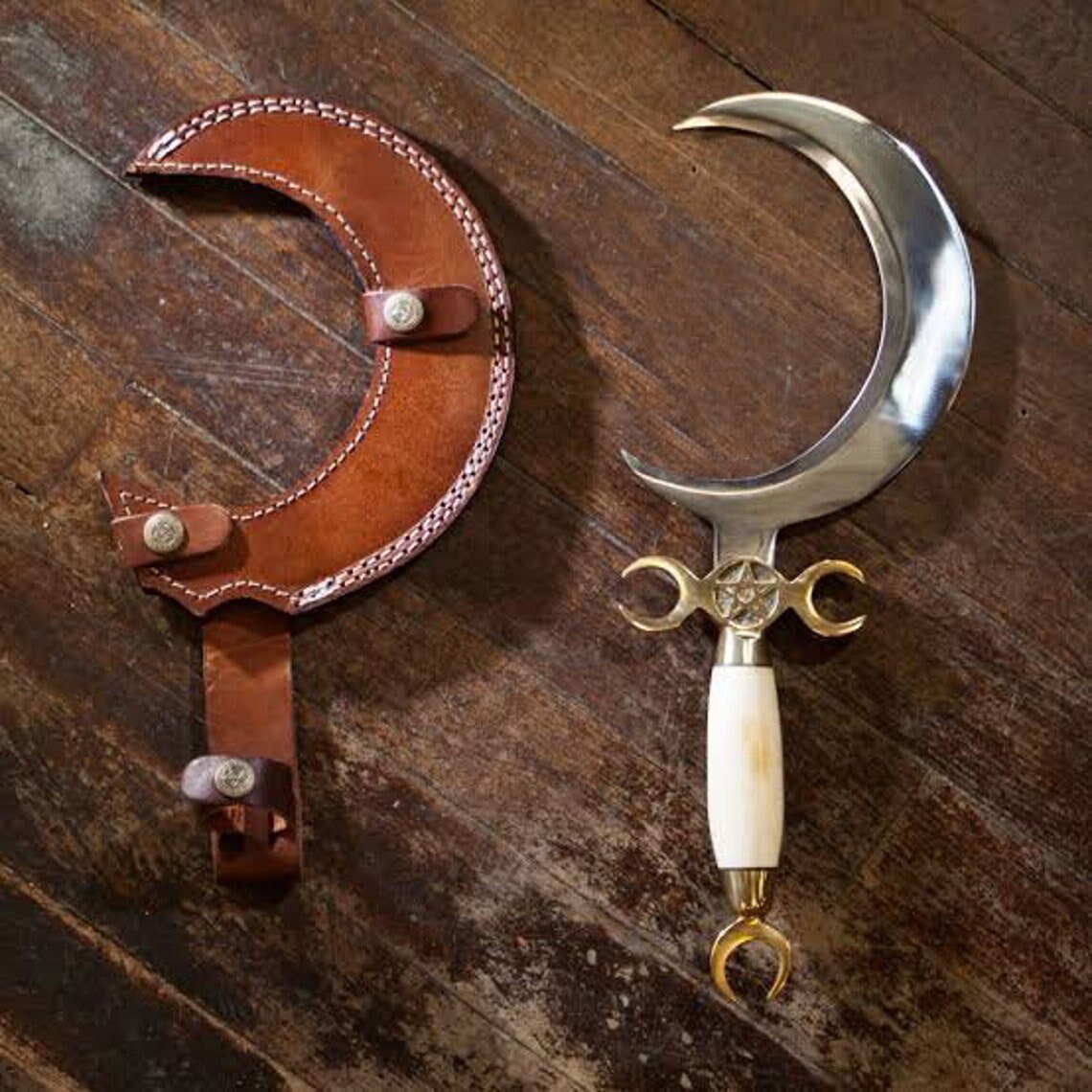 Druid's Crescent Moon Boline With Bone Handle for Ritual - Etsy