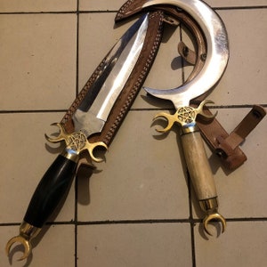 Druid's Crescent Moon Bowline With Bone Handle for Ritual | Etsy