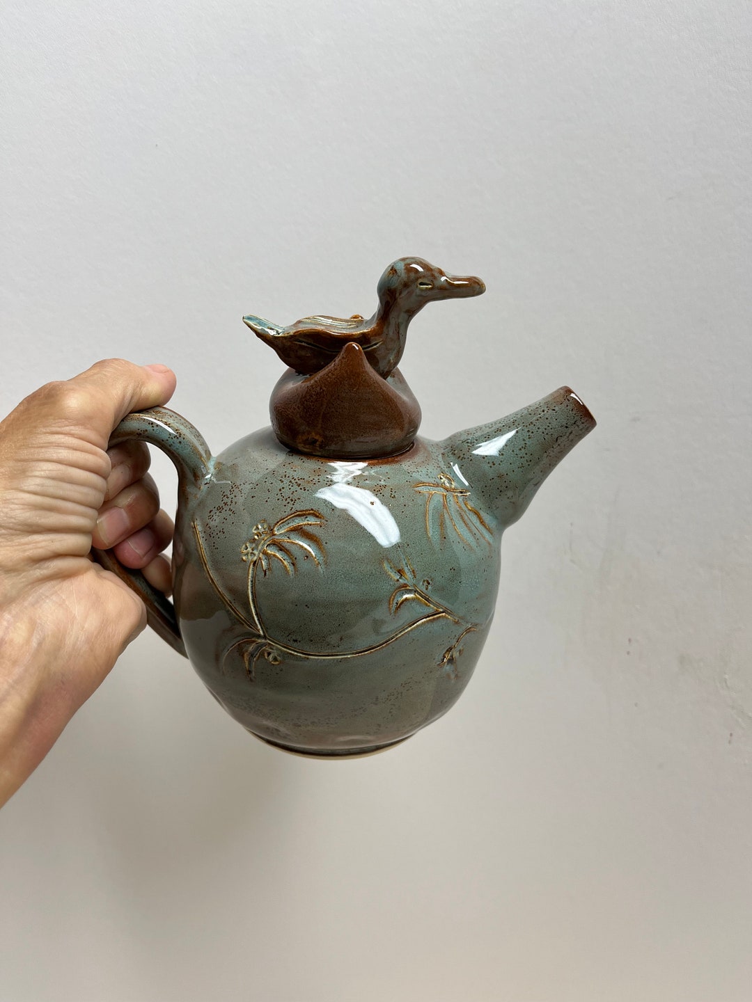 Handcrafted Pottery Teapot With Bird - Nested 4.5”x 7” - Etsy