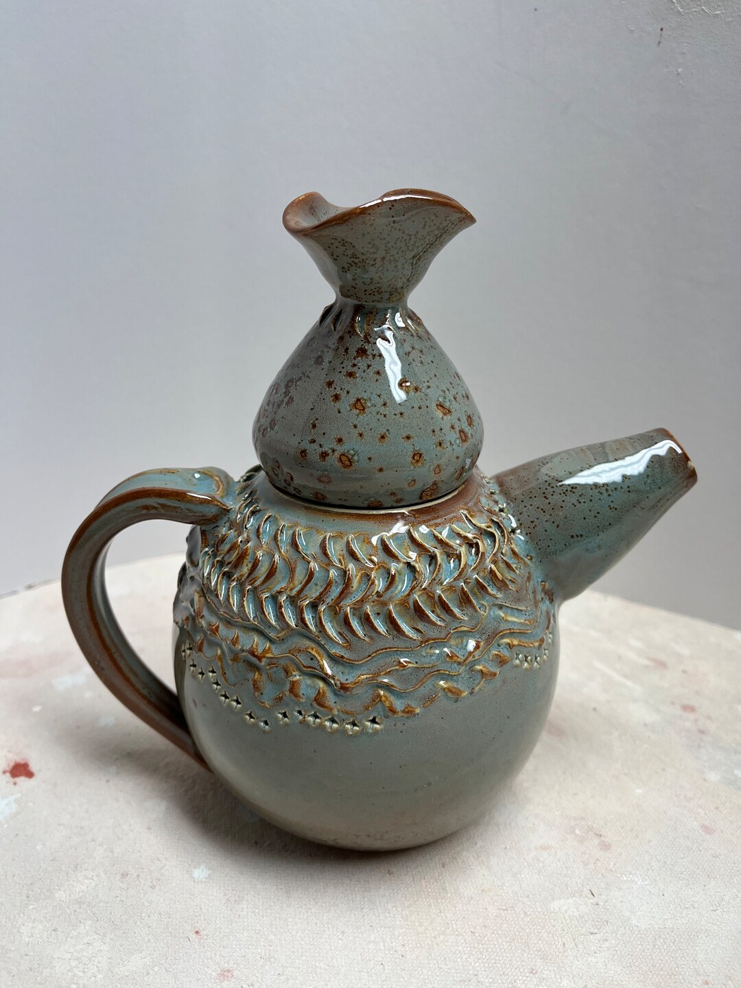 Bohemian Mama Pottery Teapot. 4.5x 7.25 - Etsy