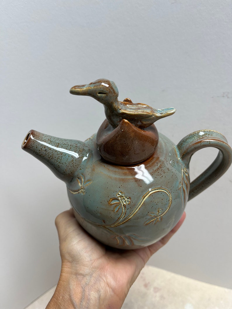 Nesting Bird Pottery Teapot. 4.5x 7 - Etsy