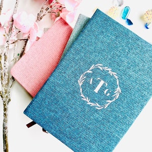 Custom Initial Linen Cover Notebook Personalized Name Notebook Cloth ...