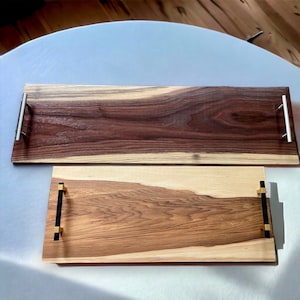 Natural Wood Tray Large Serving Tray With Handles Black Walnut Tray ...
