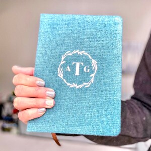 Custom Initial Linen Cover Notebook Personalized Name Notebook Cloth ...