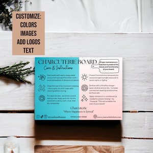 Charcuterie Board Care Card Template Editable in Canva Charcuterie ...