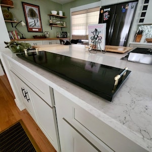 Extra Large Serving Tray With Handles Black Modern Wooden Charcuterie ...